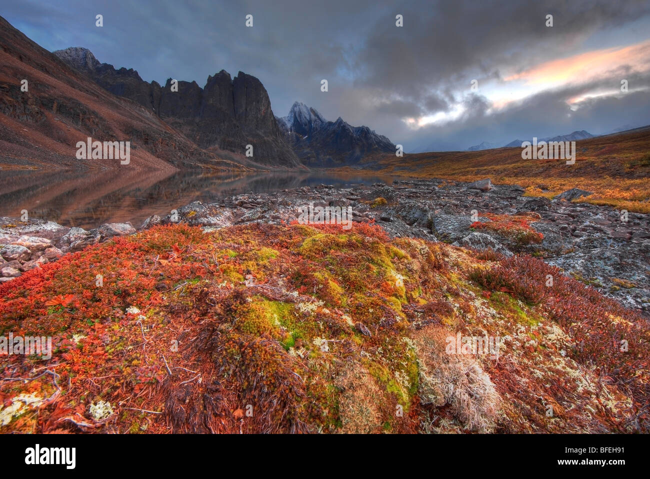 Divide Lake and Mount Monolith in Tombstone Park, Yukon, Canada Stock ...