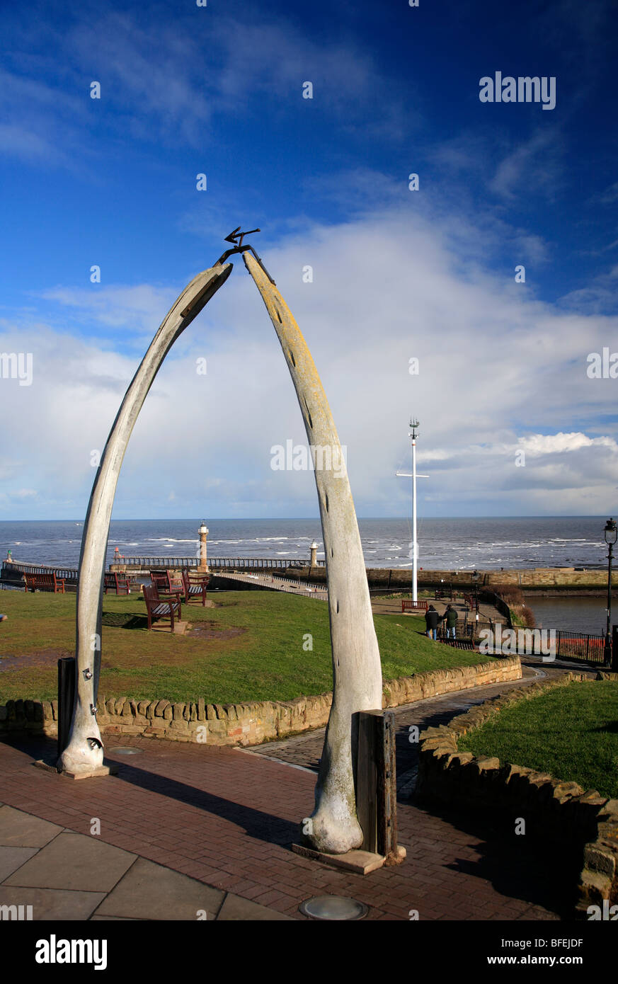 Whalebone Sculpture Whitby Harbour North Yorkshire Moors National Park ...