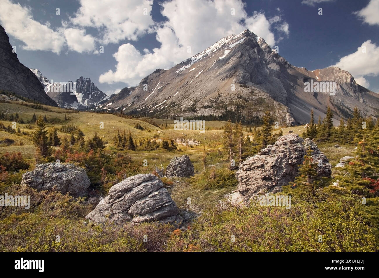 Elbow Pass and the Piper Creek Valley with Tombstone Mountain ...