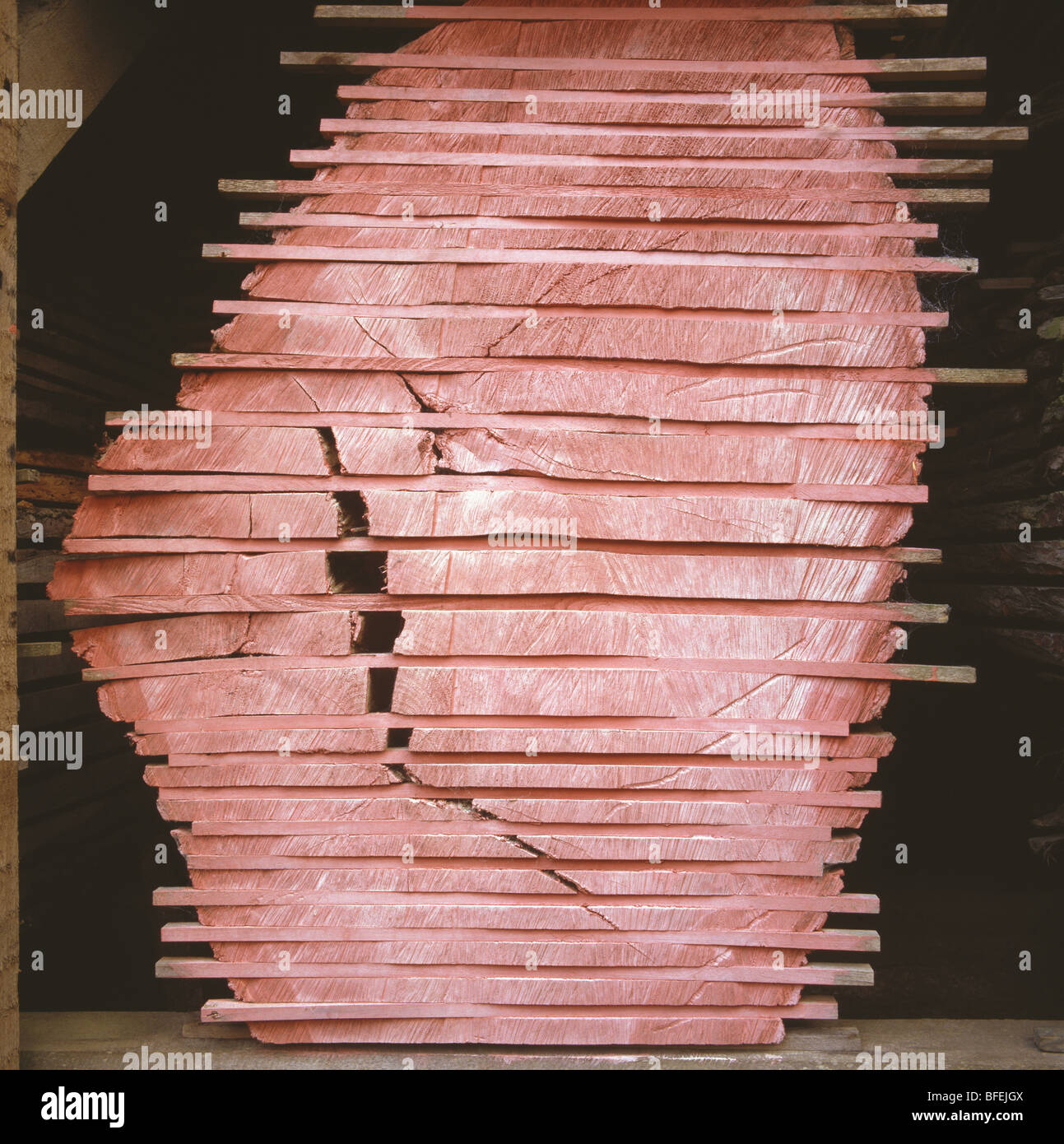 Close-up of planks of timber painted pink Stock Photo - Alamy