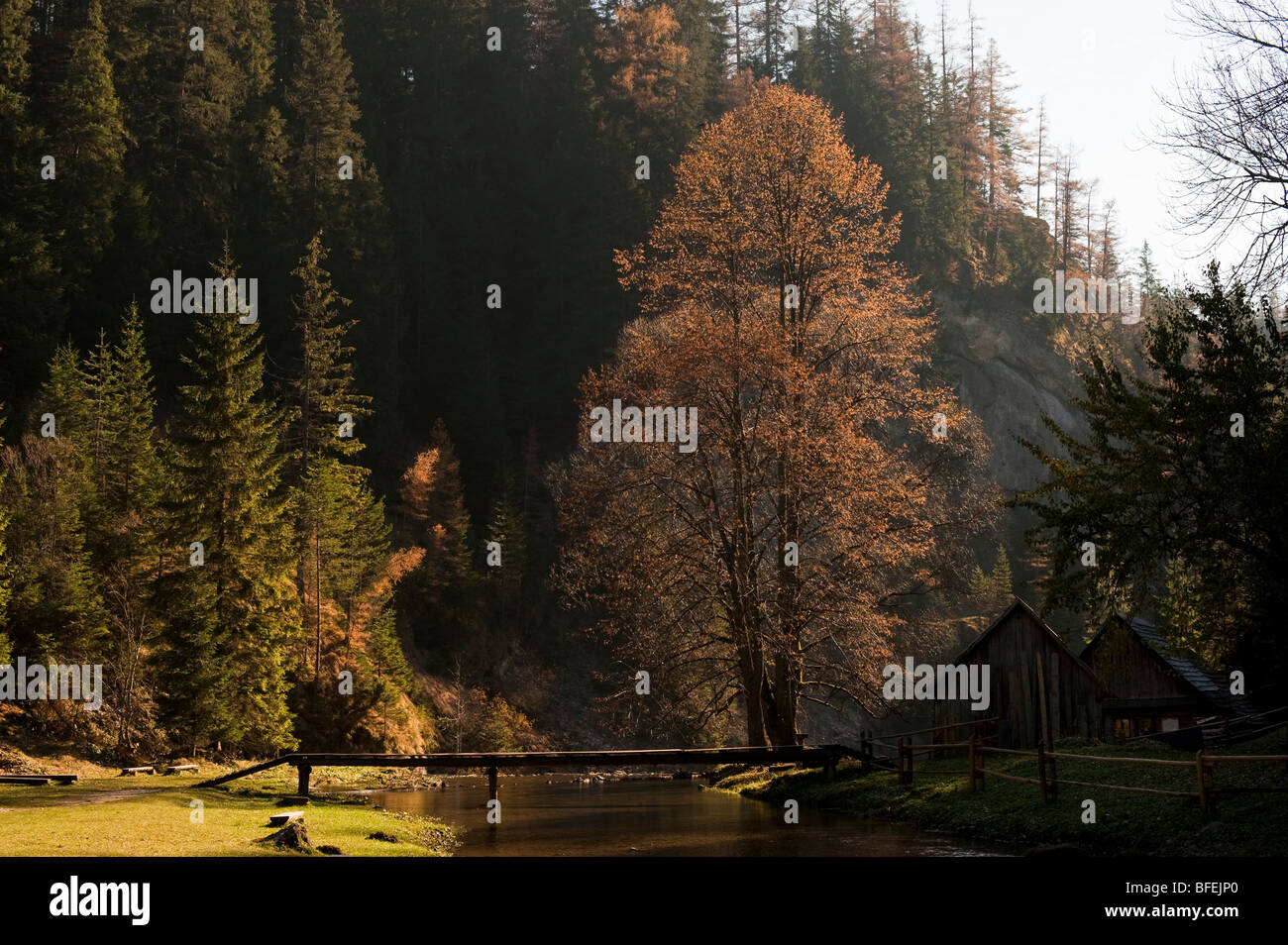 Oblazy, Liptov, SLovakia Folk architecture - water mill. Scenery with ...
