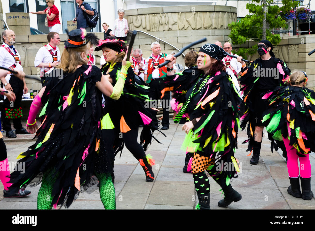 Colorful Modern Morris Dancers at the Two Rivers Folk Festival ...