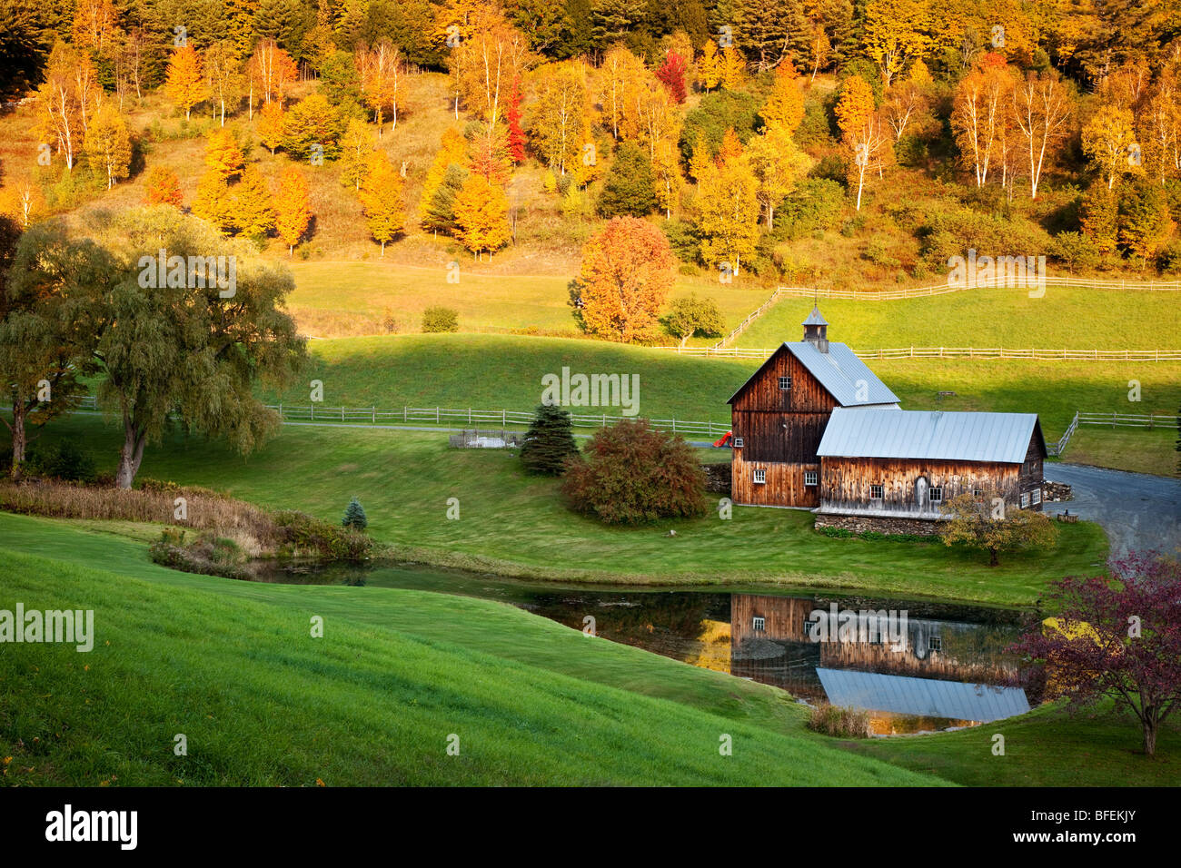 Beautiful Sleepy Hollow Farm in autumn near Woodstock Vermont USA Stock ...