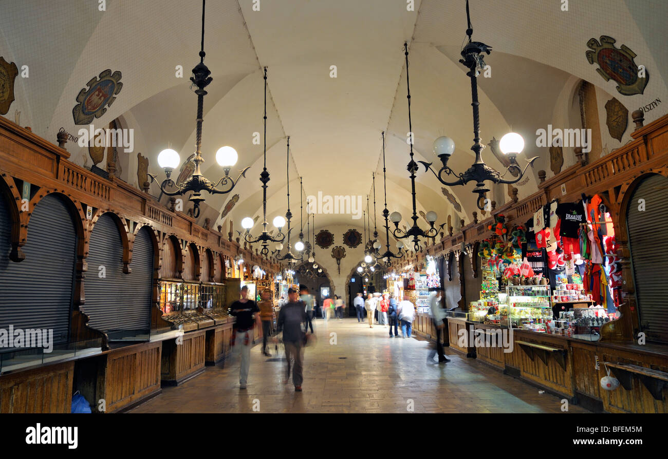 Shops inside Renaissance Sukiennice (Cloth Hall, Drapers' Hall) in ...