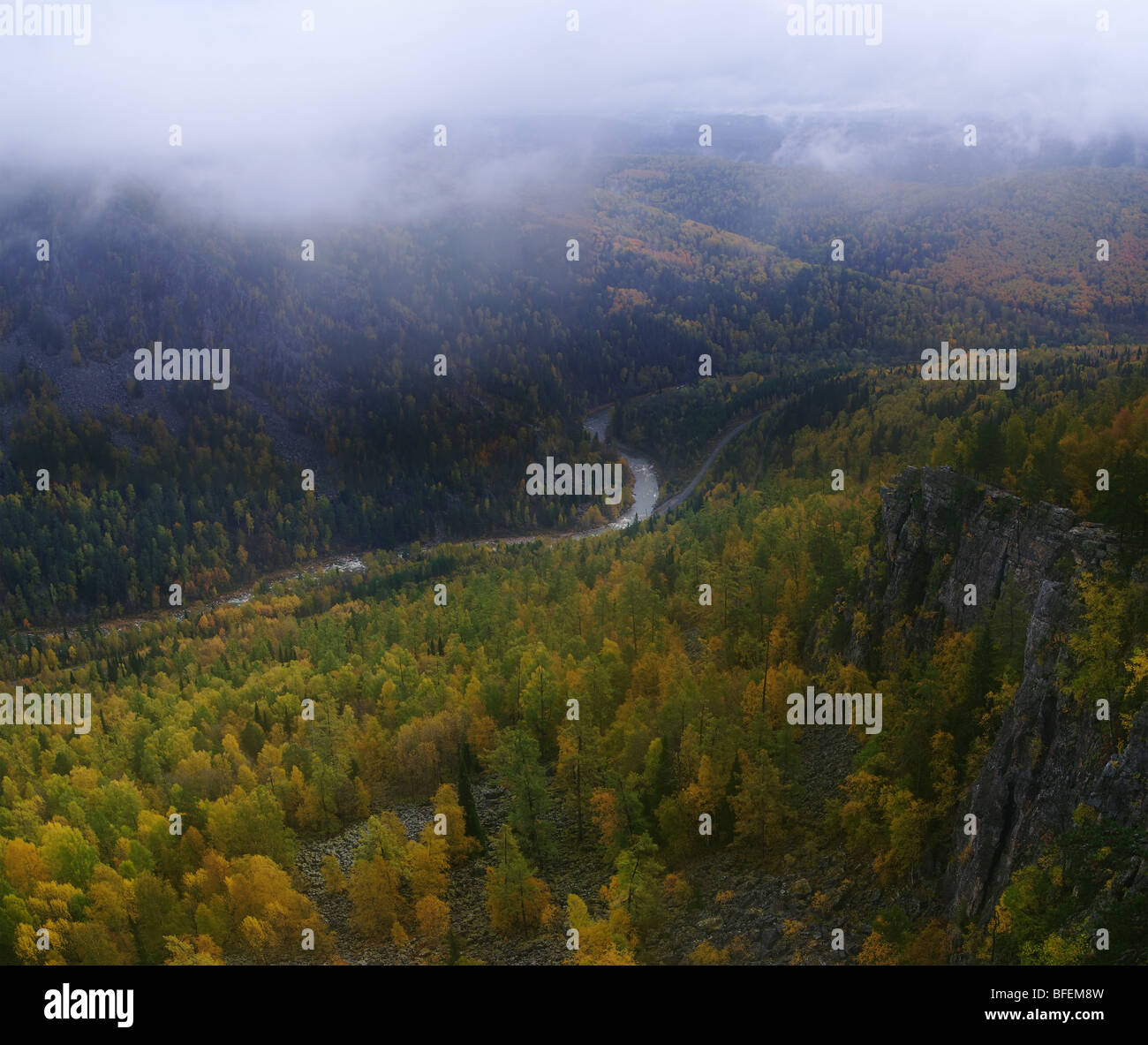 landscape panorama in Autumn time. Ural mountains. Russia Stock Photo ...