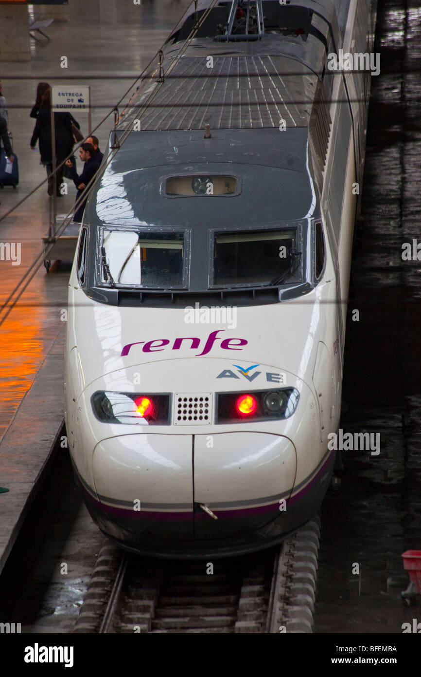 Renfe AVE High Speed Train in Santa Justa Station in Seville Spain ...