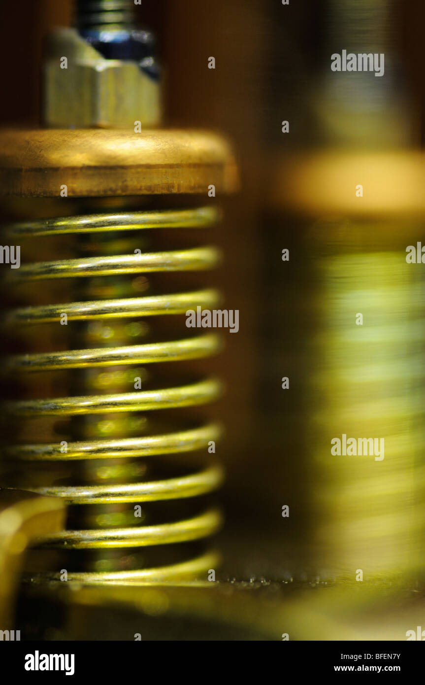 Closeup of the spring mechanism inside a relay switching device Stock ...
