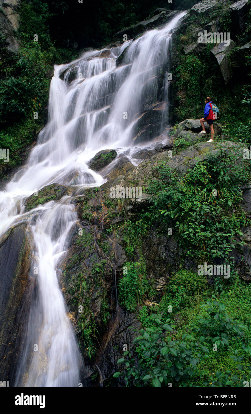 Waterfall near Tongse. Bhutan Stock Photo - Alamy