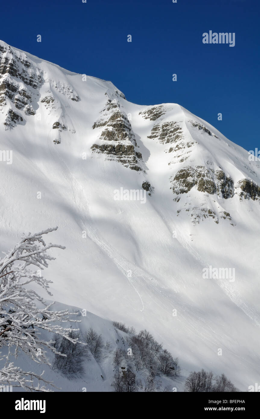 mountain ridge covered with ice and snow Stock Photo - Alamy