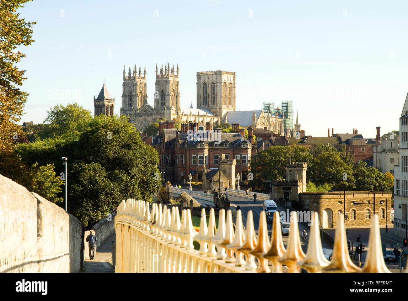The City Walls and the Minster of York in Yorkshire in Northern England ...