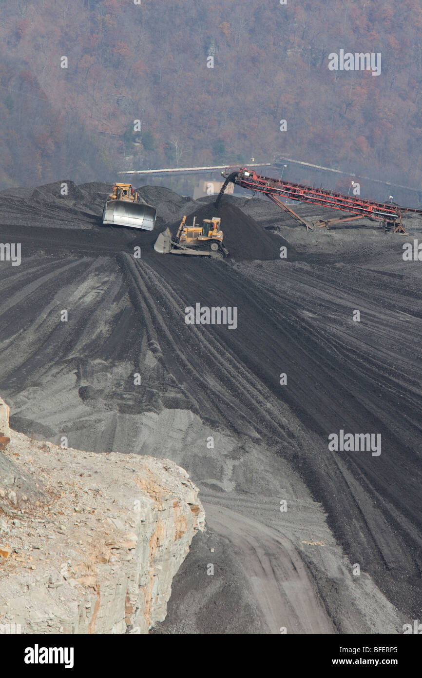 Bulldozer Spread Coal Mine Waste on Impoundment Dam Stock Photo - Alamy
