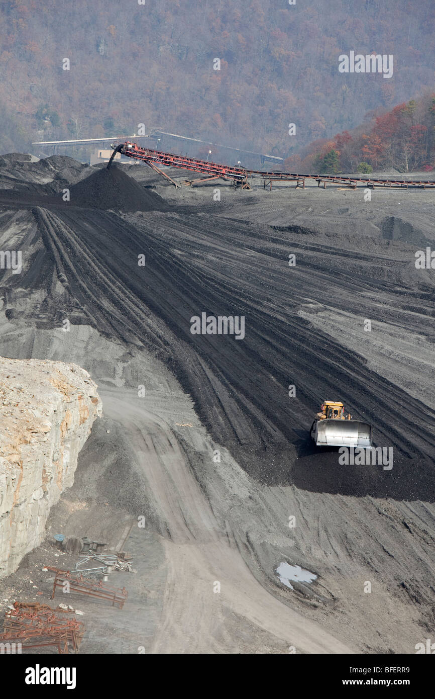 Bulldozer Spread Coal Mine Waste on Impoundment Dam Stock Photo - Alamy