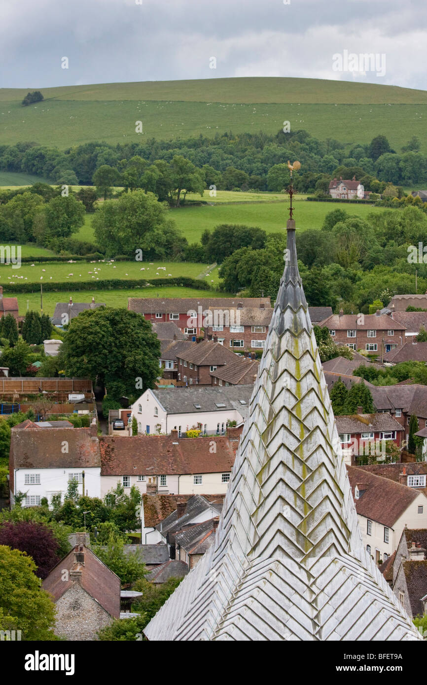 Church spire and East Meon valley, Hampshire, England Stock Photo - Alamy