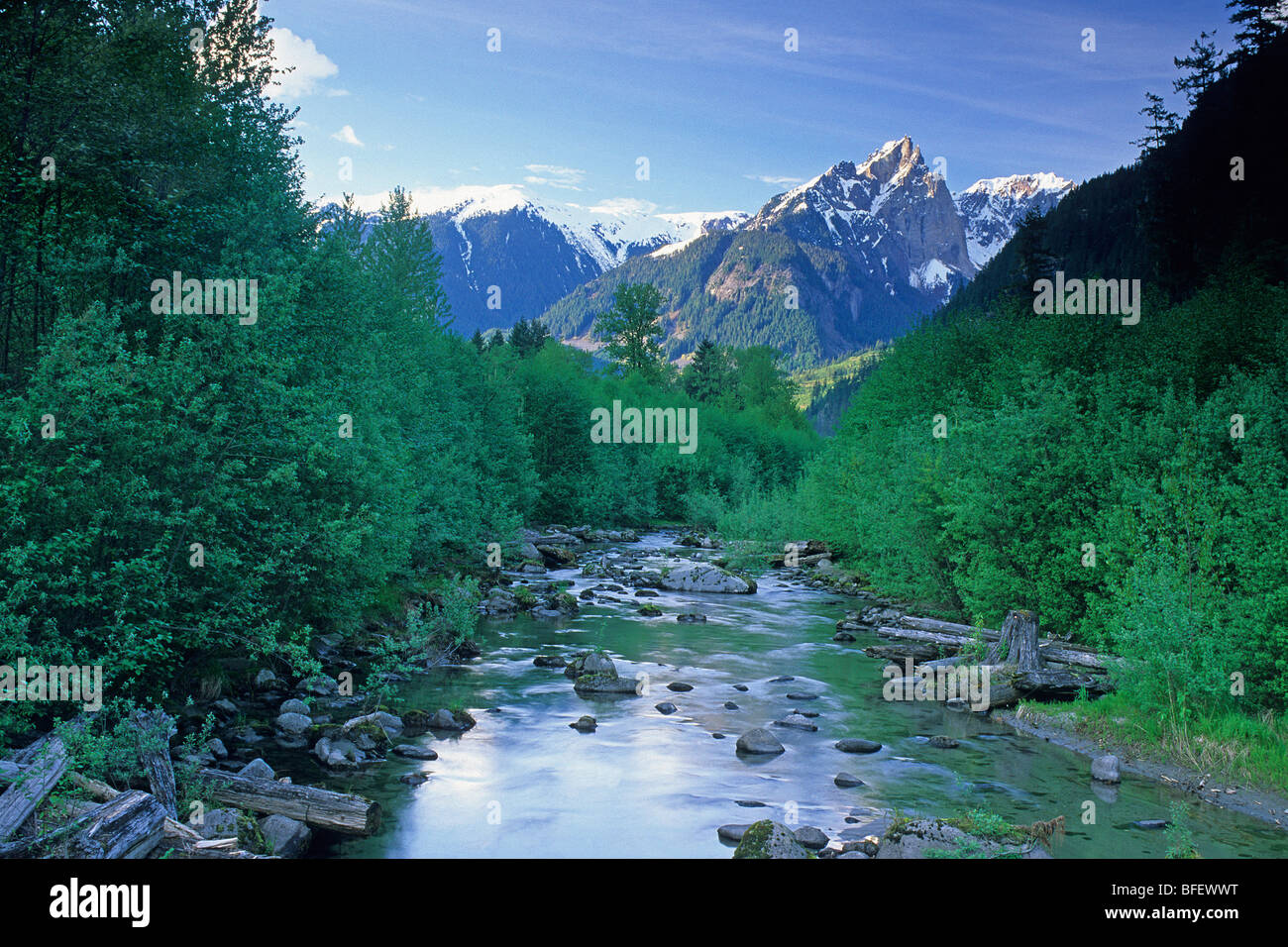 Squamish River and Mount Garibaldi British Columbia, Canada Stock Photo ...