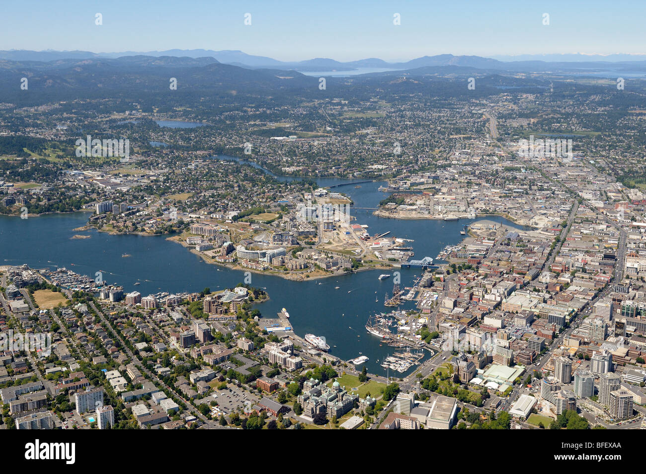 Aerial photograph of Victoria Harbour and downtown Victoria, Victoria ...