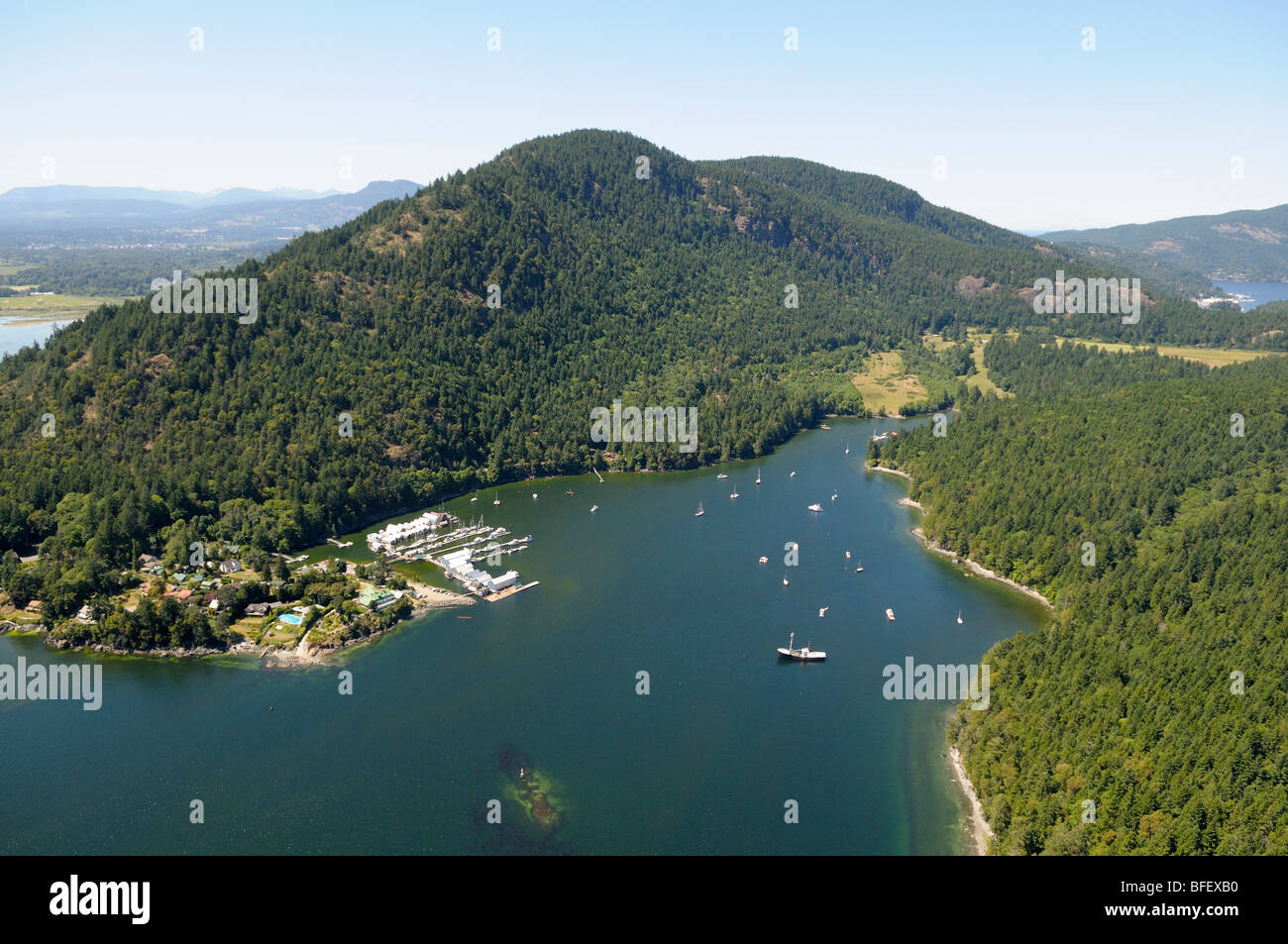 Aerial photo of Genoa Bay and Genoa Bay Marina, Vancouver Island ...