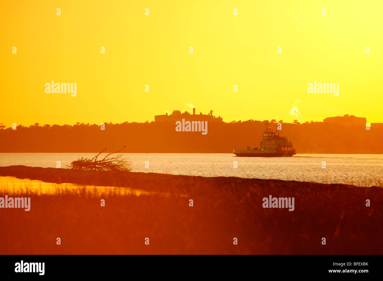 Fort Fisher - Southport ferry, Cape Fear, North Carolina at sunset ...