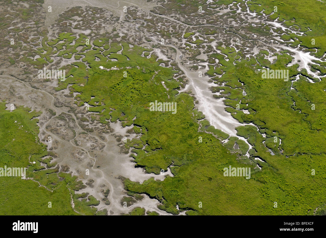 Aerial photograph of the Chemainus River Estuary, Vancouver Island ...