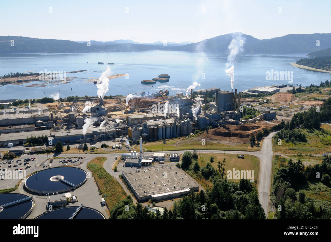 Aerial photo of of the Catalyst Paper Mill, Crofton, Vancouver Island ...
