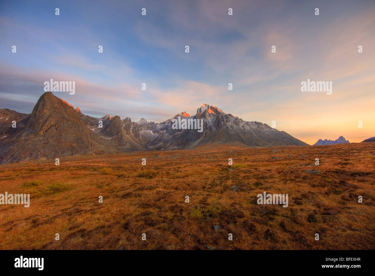 Alpenglow on Mount Monolith, Yukon. Autumn in the Tombstone Valley ...