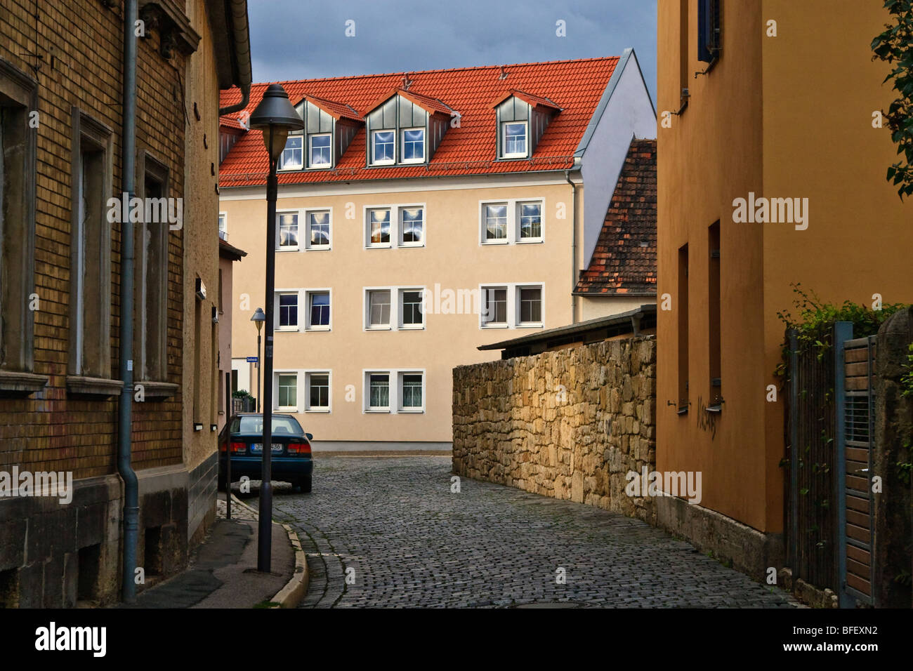Cobblestone-paved street, Jena, Thuringia, Germany Stock Photo - Alamy