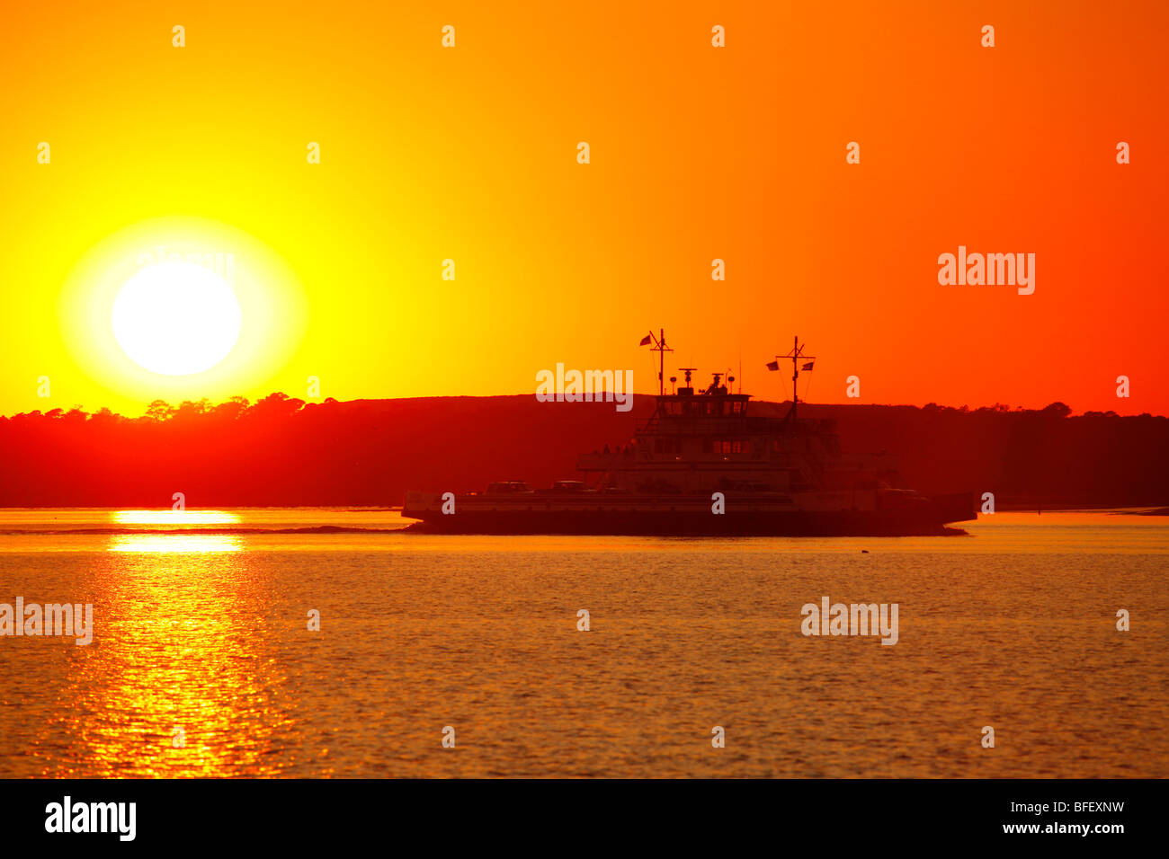 Fort Fisher - Southport ferry, Cape Fear, North Carolina at sunset ...