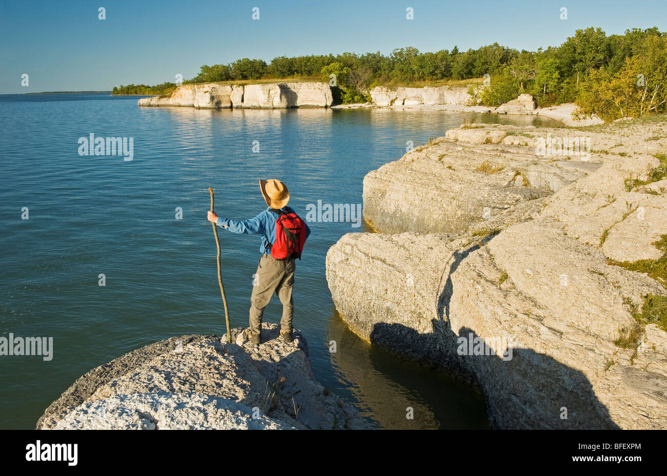limestone cliffs, Steep Rock, along Lake Manitoba, Manitoba, Canada ...