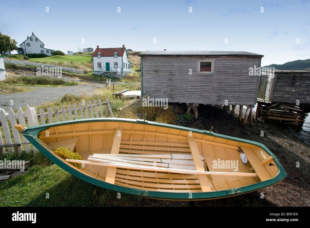 Wooden boat, Trinity, Newfoundland, Canada, town Stock Photo - Alamy