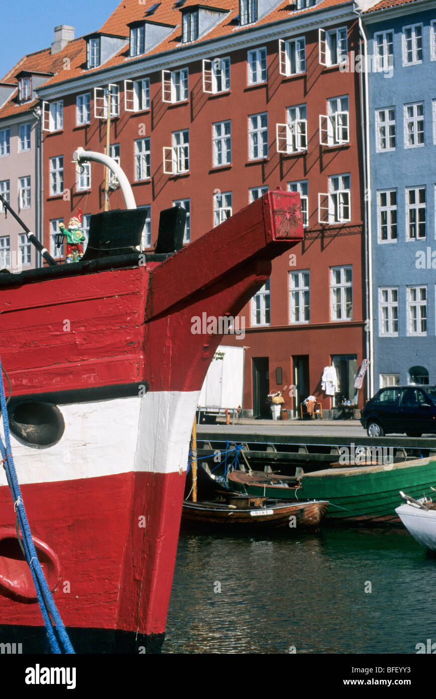 buildings and boat in Nyhavn - Copenhagen - Denmark Stock Photo - Alamy