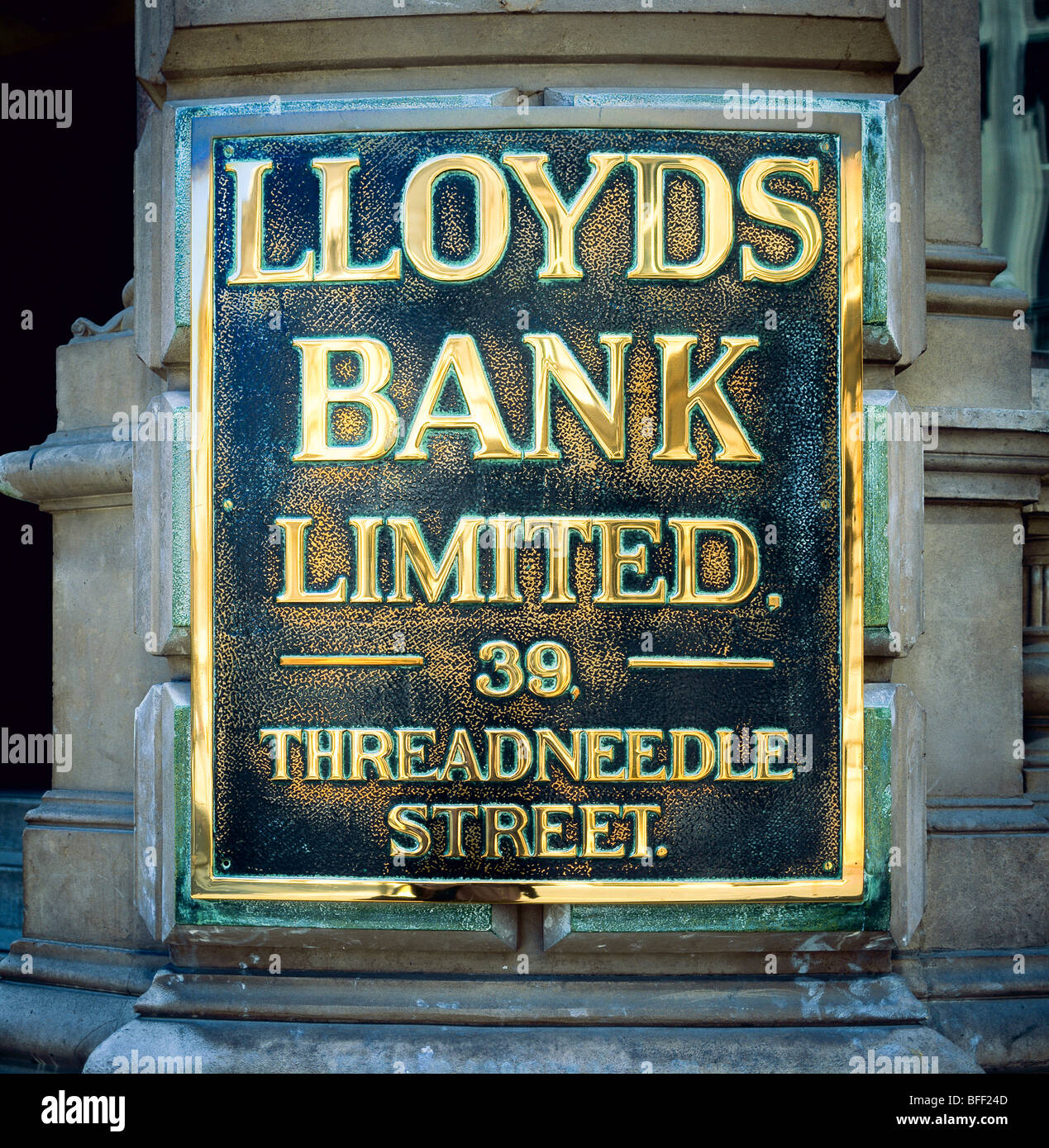 Lloyds bank brass sign at Threadneedle street City of London Great ...