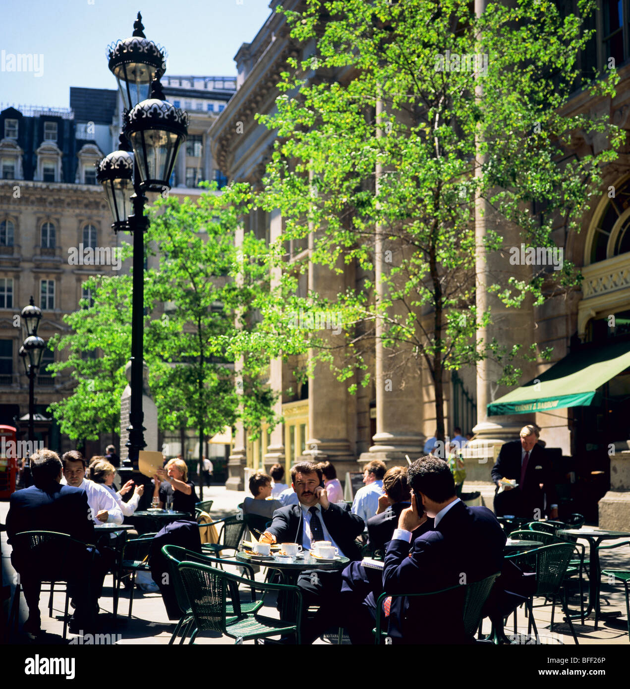 Cafe terrace by Royal Exchange City of London Great Britain Stock Photo ...