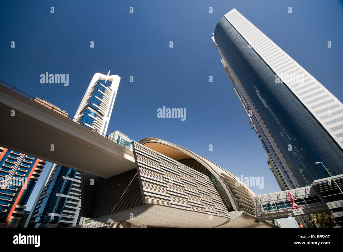 New metro station on Sheikh Zayed Road, Dubai Stock Photo - Alamy