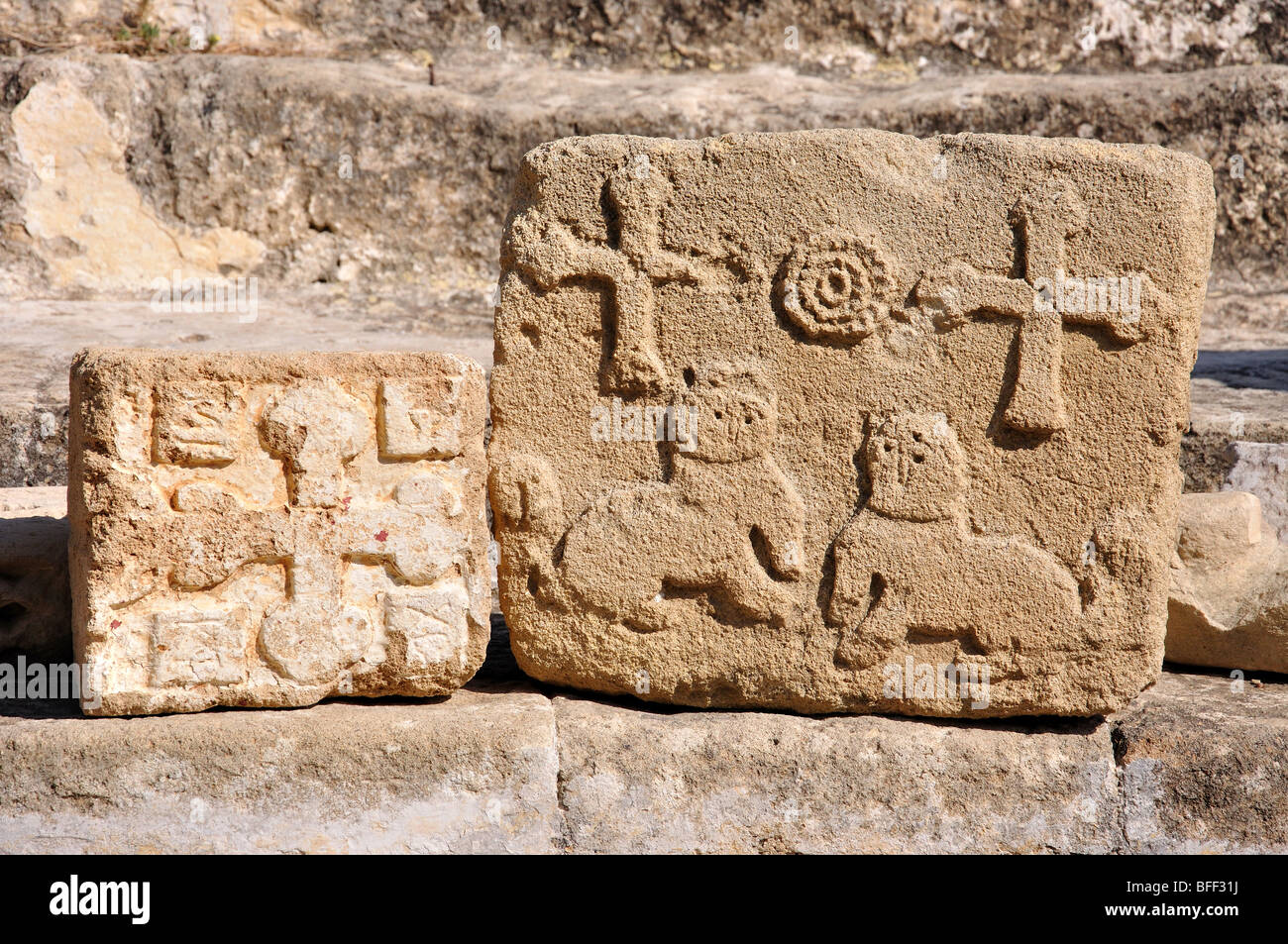 Ancient stones with carved inscriptions, Kyrenia Castle, Kyrenia ...