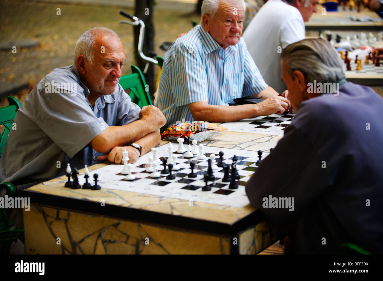 Chess players in the park, Hungary Kecskem t Stock Photo - Alamy