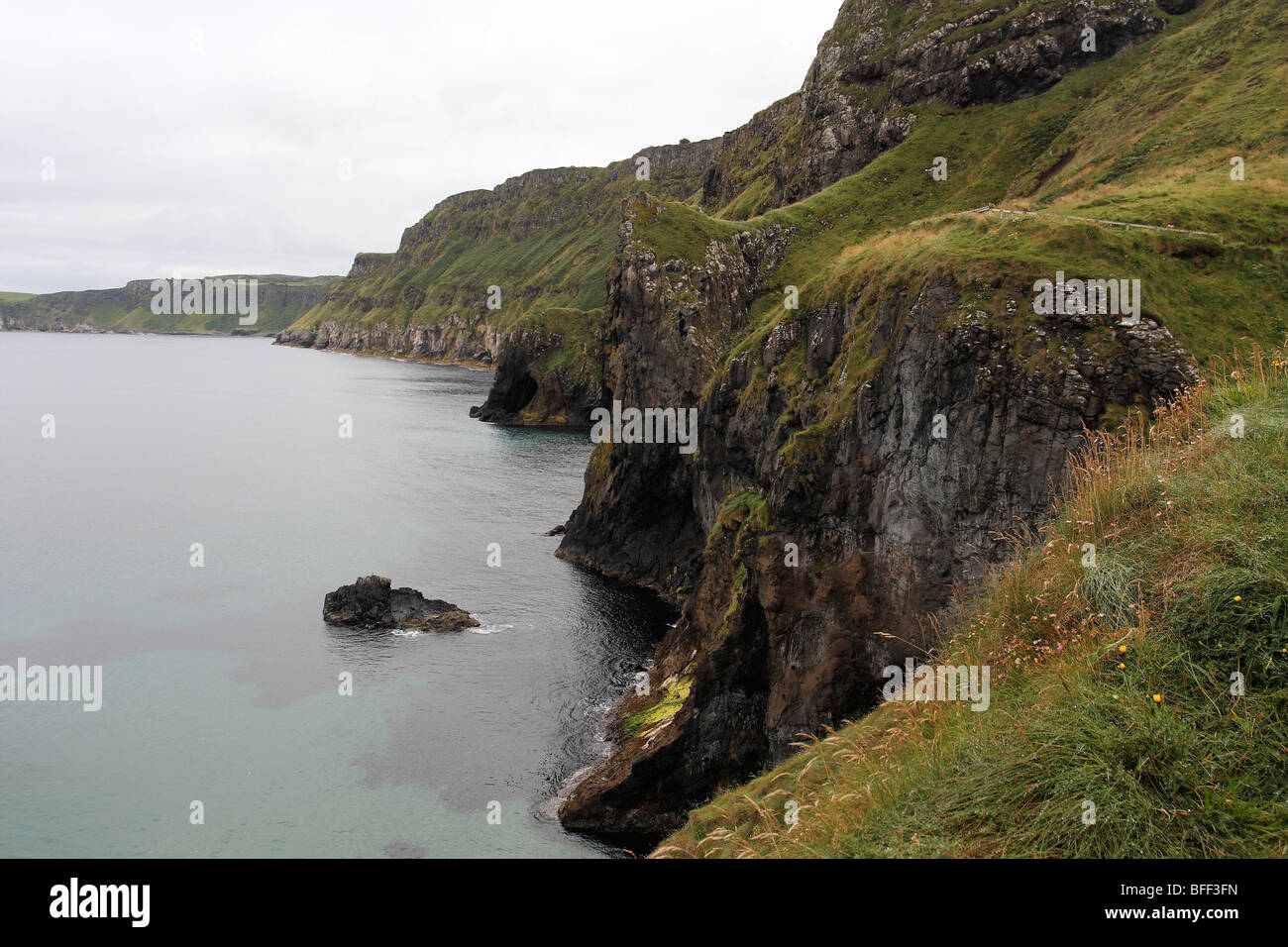 Irish coastline near the Carrick-a-rede suspension bridge Stock Photo ...