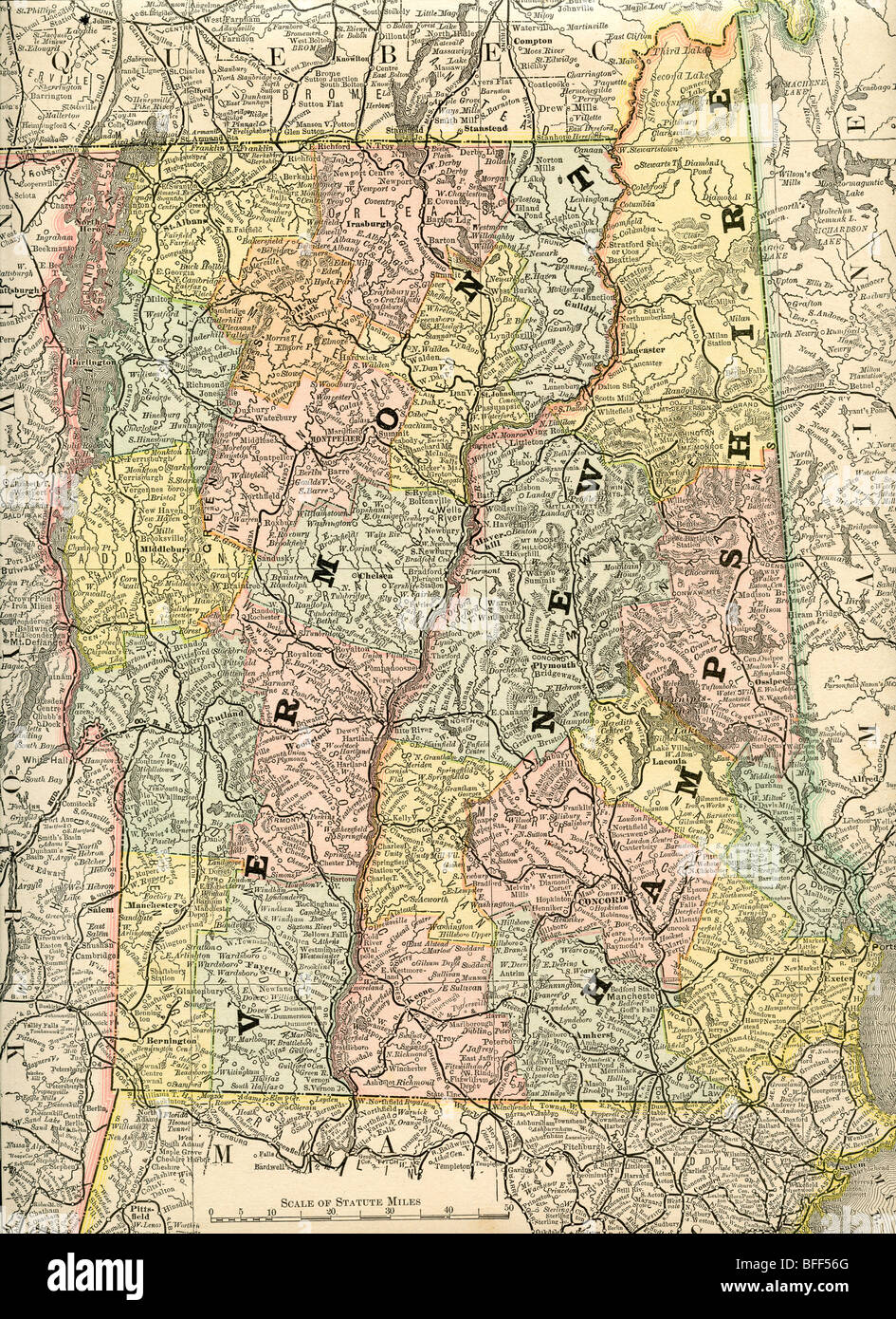 Vermont new hampshire map hi-res stock photography and images - Alamy