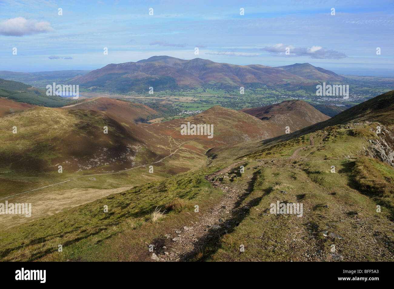 The view north from Scar Crags on the way up Causey Pike across the ...