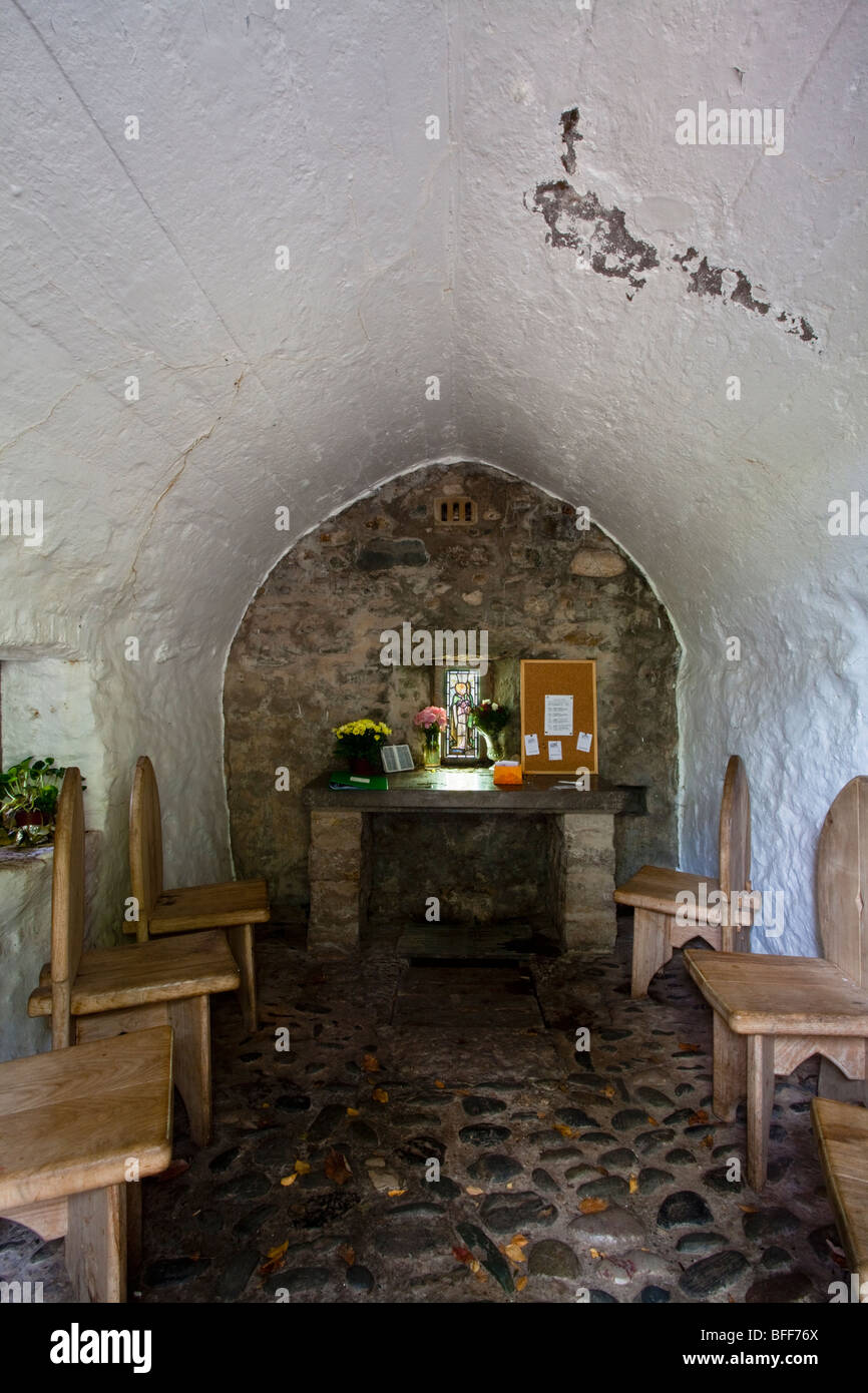 Inside view of St Trillo chapel in Rhos on Sea, Wales, UK Stock Photo ...