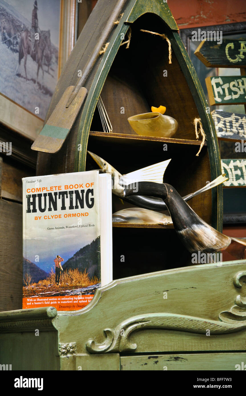 Hunting book at antiques store Stock Photo - Alamy