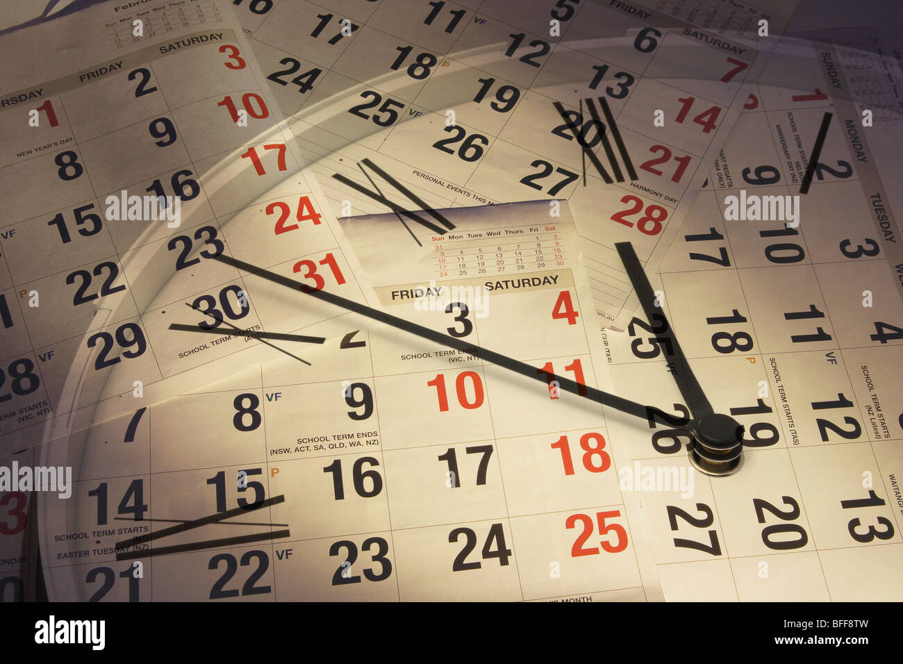 Clock and Calendar Pages Stock Photo - Alamy