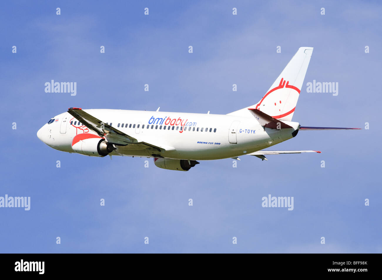 Boeing 737 operated by BMI Baby climbing out from take off at ...