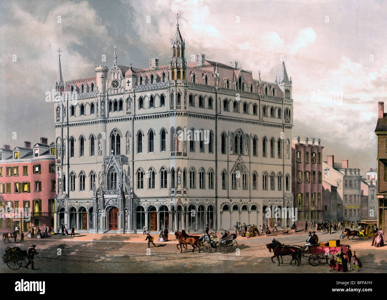 The New Masonic Temple - Boston, Massachusetts circa 1865 Stock Photo ...