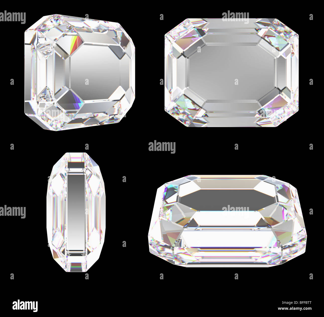 Diamond with classic emerald cut isolated with clipping path Stock ...