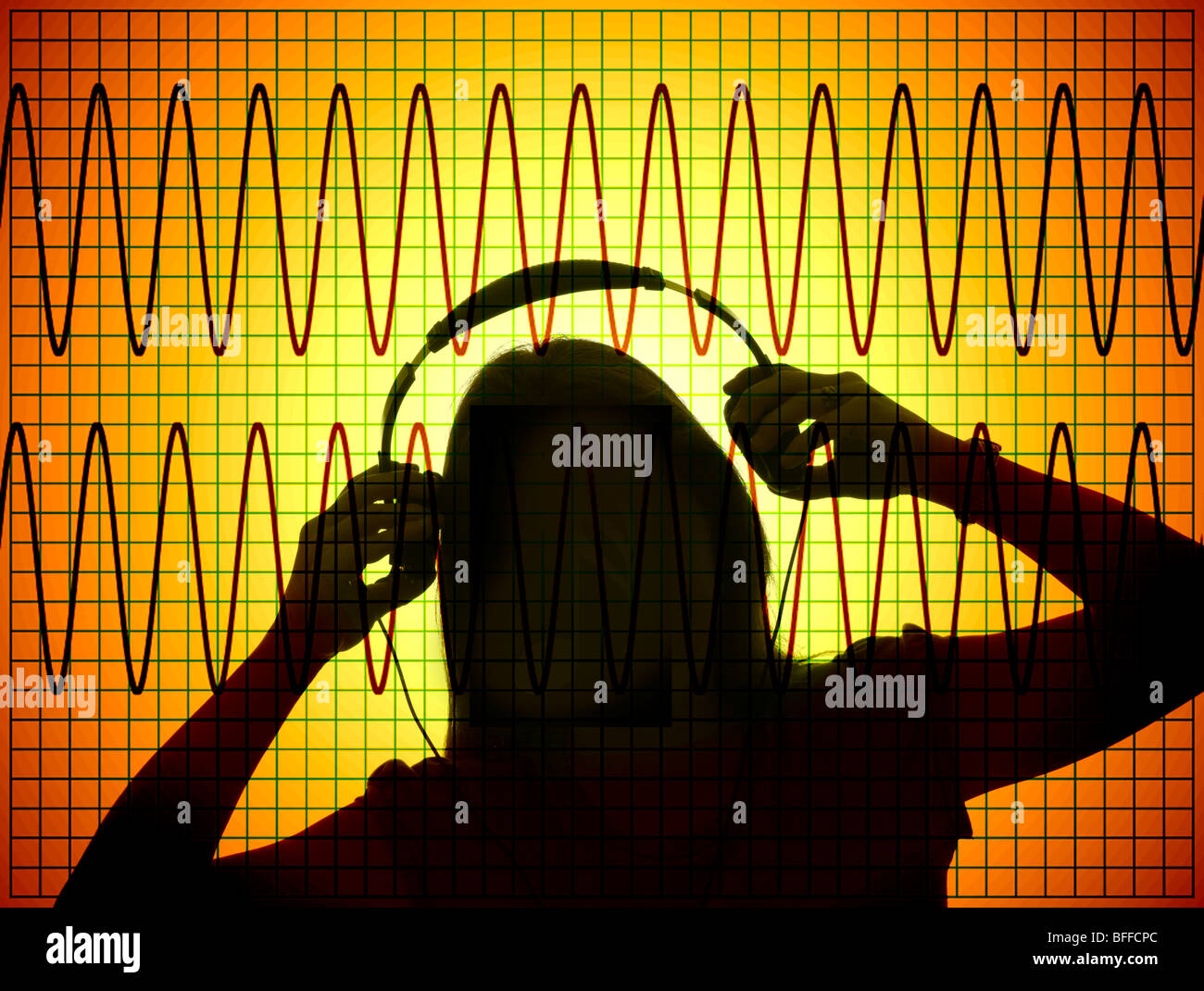 woman audio engineer checking sound waves on screen Stock Photo - Alamy