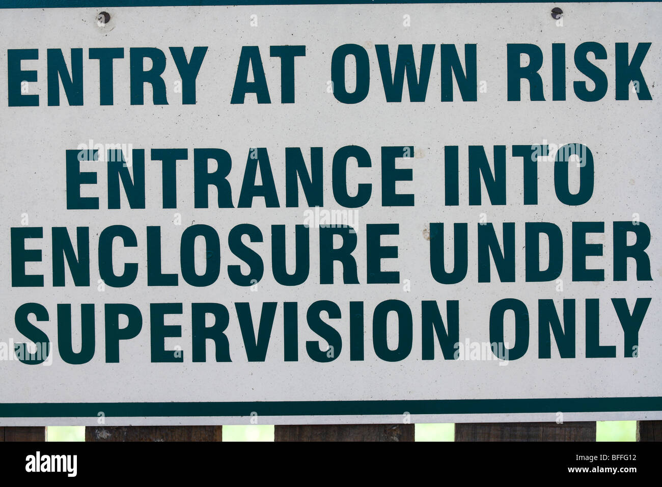 Safety Sign Board, "entry at own risk entrance into enclosure under ...