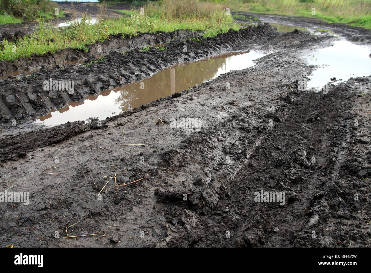 mud dirty road with deep tracks and puddle Stock Photo - Alamy