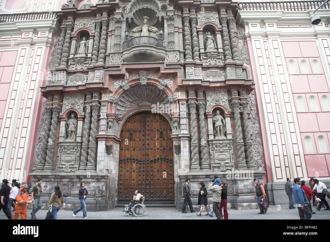 Lima, Peru, street nearby Plaza de Armas or Plaza Mayor:people in a ...