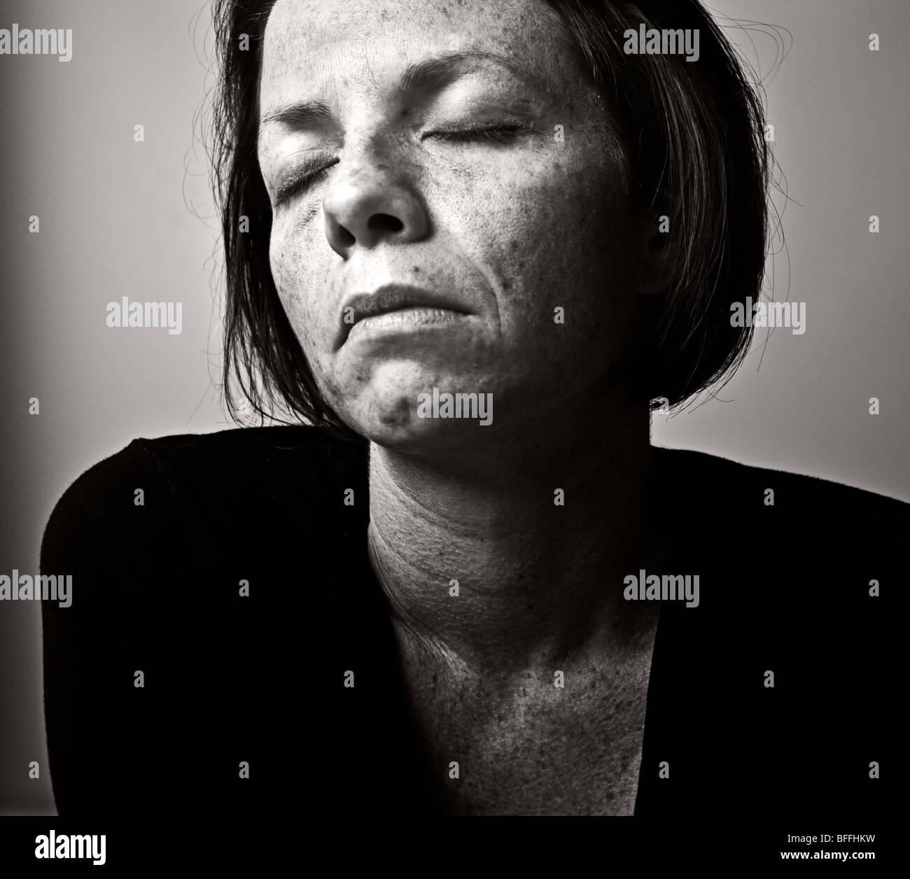 Powerful Black and White Shot of a Broken Woman Stock Photo - Alamy