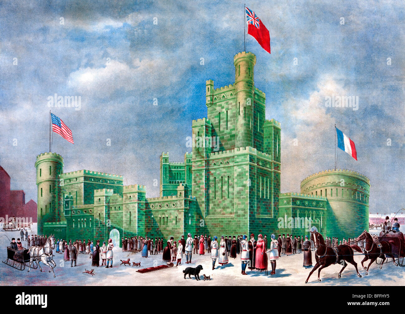 Ice Castle, Montreal, Canada; winter carnival, 1887 Stock Photo - Alamy
