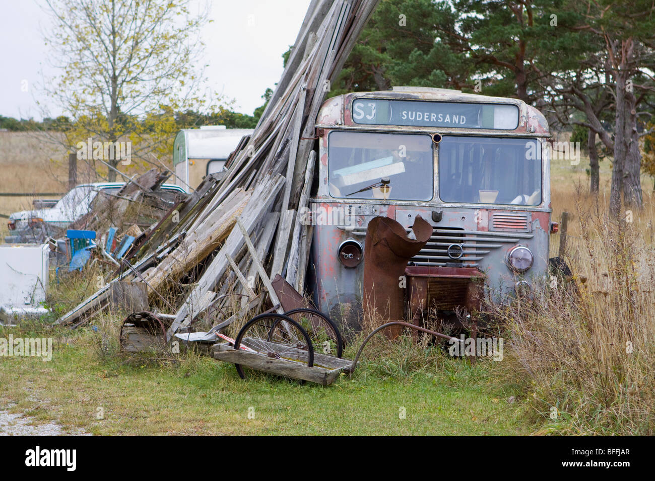 Old american rust car in junkyard Stock Photo - Alamy